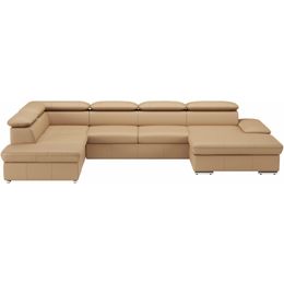 Sit & More Wohnlandschaft SIT & MORE, B:349cm H:73cm T:226cm, braun, NaturLEDER;Spannstoff, Sofas, "Valantine U-Form, B: 349 cm", mit Arm- &