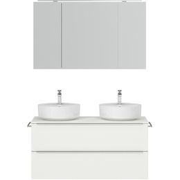 Badm&ouml;bel-Set Nobilia, B:120,3cm H:184,2cm T:48,5cm, wei&szlig;, Kastenm&ouml;bel-Sets, "Alvene", inkl. Spiegelschrank mit Beleuchtung und Dimmerfunktion, in 4