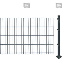 Arvotec Doppelstabmattenzaun "ESSENTIAL 83 zum Aufschrauben", H/L: 83cm x 18m, Pfosten: 10 Stk., grau, Zaunelemente, Zaunh&ouml;he 83 cm, Zaunl&auml;nge 2 - 60