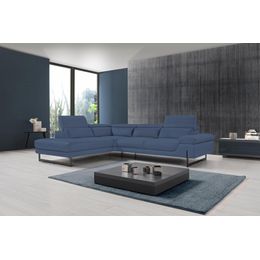 Ecksofa Egoitaliano, B:284cm H:95cm T:108cm, blau, Luxus-Microfaser (100% Polyester) Leder &raquo;BULL&laquo; (echtes Rindsleder). Geschliffenes, pigmentiertes