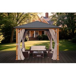 Pavillon Konifera, grau, Garten, Pavillons, "Samos", BxT: 300x300 cm, Stahlgestell, ohne Seitenteile