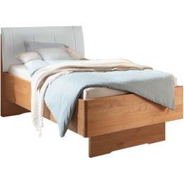 Holzbett Wiemann, B:100cm L:210cm, braun, Betten, "Cardiff, Bettgestell, Bettrahmen, teilmassiv, mit Polsterkopfteil", Fu&szlig;teil aus Massivholz,
