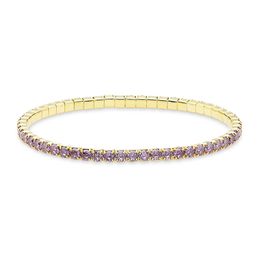 Firetti Damen Silberarmband "Schmuck Geschenk Flexibles Silberarmband mit Zirkonia", 19cm, Silber 925 (Sterlingsilber), lila, Silber 925
