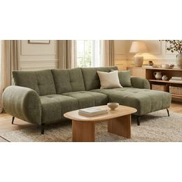 Ecksofa OTTO HOME, B:261cm H:82cm T:140cm, gr&uuml;n, 100% Polyester, Wohnzimmer, Sofas, "Viiborg 261 x 140 cm, mit Steppungen, elegant, modern", L-Form,