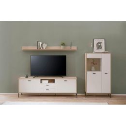Wohnwand Home Affaire, B:285cm H:170cm T:40cm, beige, Holzwerkstoff, Wohnzimmer, Kastenm&ouml;bel-Sets, "Fredericia, moderne Anbauwand, Komplettset in