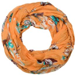 styleBREAKER Damen Loop "Loop mit Schmetterling Blumen Print", orange, Modisch, Obermaterial: 100% Viskose CV., Modet&uuml;cher