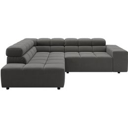 Ecksofa Home Affaire, B:249cm H:70cm T:215cm, grau, 100% Polyester, Wohnzimmer, Sofas, "Ancona, Ecksofa, incl. Kopfteilverstellung, Breite 249 cm,