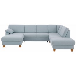 Wohnlandschaft Home Affaire, B:314cm H:88cm T:91cm, blau, Luxus-Microfaser Vintageoptik(100% Polyester);Struktur fein ( 100%