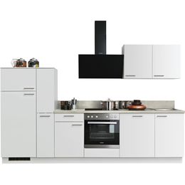 K&uuml;chenzeile KOCHSTATION, B:310cm T:60cm, wei&szlig;, Komplettk&uuml;chen-Sets, "KS-Scafa, mit h&ouml;henverstellbaren F&uuml;&szlig;en", vormontiert, wahlweise mit E-Ger&auml;ten,