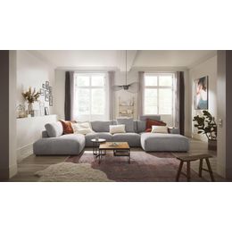 Wohnlandschaft Musterring, B:434cm H:81cm T:204cm, grau, Sofas, "Lucia bequem und viel Platz, U-Form", Verschiedene Farben, Cord-Bezug, Gesamtbreite