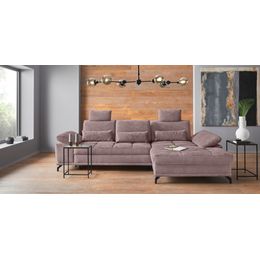 Ecksofa OTTO HOME, B:301cm H:89cm T:176cm, lila, 100% Polyester;Samtoptik (100% Polyester), Wohnzimmer, Sofas, "Costello L-Form, B: 301cm, Sitztiefen