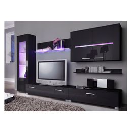 Wohnwand H&Ouml;LTKEMEYER, schwarz, Wohnzimmer, Kastenm&ouml;bel-Sets, "Flame"