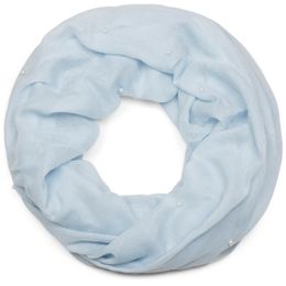 styleBREAKER Damen Loop "Loop Schal mit Perlen Applikation", blau, Modisch, Obermaterial: 50% Viskose CV. 50% Baumwolle CO., Modet&uuml;cher