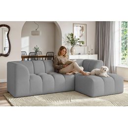 Ecksofa OTTO HOME, B:255cm H:81cm T:177cm, grau, 100% Polyester, Wohnzimmer, Sofas, "TUURE L-Form, Verl&auml;ssliche Qualit&auml;t, moderne Steppung, Breite
