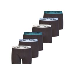 Happy Shorts Boxershorts Herren Gr&ouml;&szlig;e L cyanblau / taubenblau / grau / schwarz