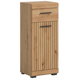 Unterschrank Welltime, B:37cm H:88cm T:31cm, braun, Holzwerkstoff, Badezimmer, Schr&auml;nke, "SIENA, Breite 37cm, 1 T&uuml;r, 1 Schubkasten, 2 F&auml;cher,