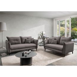 Sitzgruppe Home Affaire, B:255cm H:94cm T:110cm, grau, 93% Polyester, 7% Polyamid, Wohnzimmer, Sitzm&ouml;bel-Sets, "Lazio modern und bequem, schmale