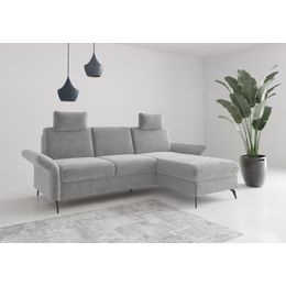 Ecksofa OTTO HOME, B:251cm H:93cm T:164cm, grau, 100% Polyester, Wohnzimmer, Sofas, "Rochelle", wahlweise mit Schlaffunktion, Bettkasten und