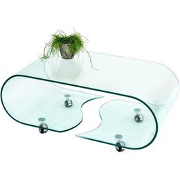 Couchtisch PAROLI, B:90cm H:38cm T:50cm, transparent, Wohnzimmer, Tische, auf Rollen
