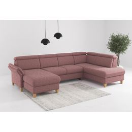 Wohnlandschaft OTTO HOME, B:321cm H:84cm T:193cm, rosa, 100% Polyester, Sofas, "Glendale, U-Form", inkl. Kopfteilverstellung, wahlweise mit