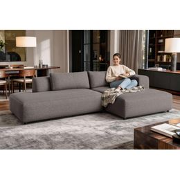 Ecksofa OTTO HOME, B:287cm H:76cm T:168cm, grau, 100% Polyester, Wohnzimmer, Sofas, "TIARRA Design-Sofa mit Ottomane recht/links bestellbar, Breite