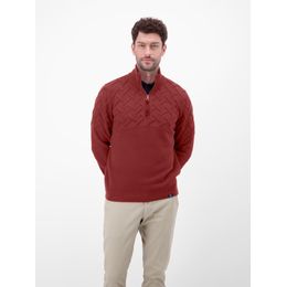 Lerros Herren Strickpullovermaple rot, Gr. XL, unifarben, Strick, Obermaterial: 100% Baumwolle, Pullover, mit Zipper und Stehkragen, Jacquard-Struktur