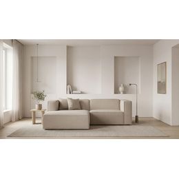 Ecksofa OTTO HOME, B:222cm H:73cm T:154cm, beige, 100% Polyester, Wohnzimmer, Sofas, "Tammie", Breite 222 cm, Webstoff fein, bodentief, mit