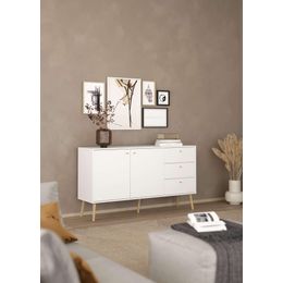 Sideboard Home Affaire, B:147,2cm H:81,7cm T:39,1cm, wei&szlig;, Wohnzimmer, Sideboards, "Bodo, Aufbewahrung, Schubladenschrank, Sideboard", Kommode mit 2