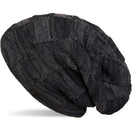 styleBREAKER Damen Strickm&uuml;tze "Feinstrick Beanie mit Karo Strick", blau, Modisch, 100% Viskose CV., M&uuml;tzen