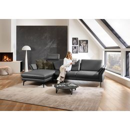 Ecksofa DIE PLANBAR, B:289cm T:180cm, grau, Wohnzimmer, Sofas, "PN-EM23050, L-Form, Breite 289 cm, Leder, bis 120 kg belastbar", Optional mit