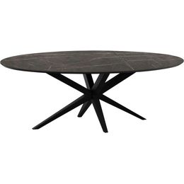 Esstisch OMG DESIGN, B:180cm H:77cm T:102cm, schwarz, Tische, "Wellington", Hochwertige Melamin-Tischplatte mit Metallgestell