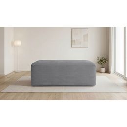 Polsterhocker Inosign, B:114cm H:44cm T:61cm, grau, 100% Polyester, Hocker, "Koa", Wellenunterfederung, weicher Lounge-Sitzkomfort