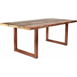 Esstisch Sit, B:200cm H:78cm T:100cm, braun, K&uuml;che, Tische, "Delhi Altholz mit Stahl-Kufengestell & Unikat-Charakter", Bunt lackiertes Altholz mit