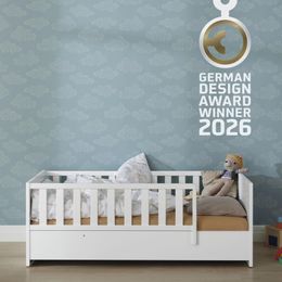 Babybett Paidi, B:75cm H:51cm L:145cm, wei&szlig;, Holz teilmassiv, Babybetten, "LITTLE SNU 70x140cm in Beige oder Wei&szlig;, umbaubares Bodenbett", Kinderbett