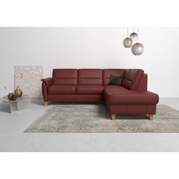 Ecksofa Home Affaire, B:236cm H:89cm T:212cm, rot, Luxus-Microfaser (100% Polyester);Struktur (100% Polyester);Luxus-Microfaser in Lederoptik (100%