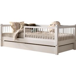 Daybett Vipack, B:97,5cm H:68cm L:207,5cm, wei&szlig;, Daybetten, "Forrest 90/200 aus massiver Buche stabil gebaut, wei&szlig; lackiert", mit Sprossenumrandung,