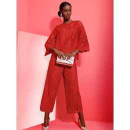 CR&Eacute;ATION L CREATION L Damen Spitzenbluse, rot, Gr. 36, unifarben, 100% Polyester, Blusen