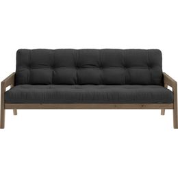Schlafsofa Karup Design, B:204cm H:40cm T:90cm, grau, 80% Baumwolle + 20% polyester, Jugendzimmer, Sofas, "Grab, inkl. Futonmatratze - aus massivem