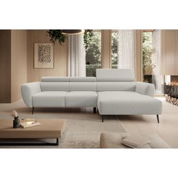 Ecksofa WERK2, B:277cm H:76cm T:174cmsilber, 92% Polyester, 8% Nylon, Wohnzimmer, Sofas, "Alisson 277 x 174 cm modern und bequem", Luxus-Microfaser