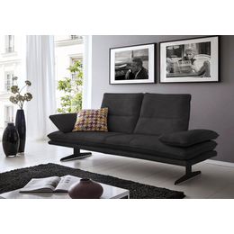 2-Sitzer W.Schillig, B:216cm H:94cm T:96cm, grau, Stoff S37 (100% Polyester): Luxus-Microfaser in Lederoptik, Sofas, "broadway, Designsofa mit tollem