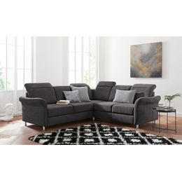 Sit & More Ecksofa SIT & MORE, B:249cm T:229cm, grau, Wohnzimmer, Sofas, "Darwin L-Form", inklusive Federkern, wahlweise mit Kopfteilverstellung, Schlaffunktion