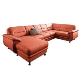 Sit & More Wohnlandschaft SIT & MORE, B:312cm H:85cm T:179cm, orange, NaturLEDER (echtes Rindleder)/Korpus passendes Kunstleder Softlux;Luxus-Microfaser Altara
