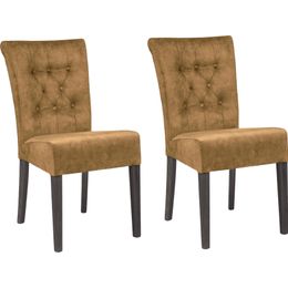 Esszimmerstuhl Home Affaire, B:46cm H:93cm T:64cm, gold, Polyester, St&uuml;hle, "Queen", Polsterstuhl mit Knopfheftung, 2er, 4er oder 6er Set