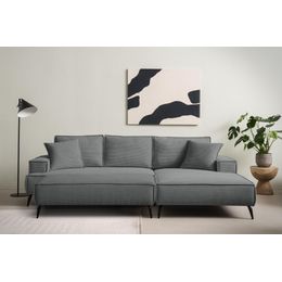 Ecksofa OTTO HOME, B:275cm H:83cm T:173cm, grau, Wohnzimmer, Sofas, "TVINNU Cord, L-Form, 275 cm, mit Hocker", stellbar zum Schlafsofa