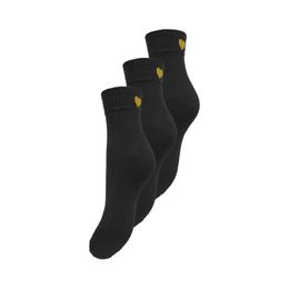 Only Damen Socken "ONLTINE HEART TENNIS SOCK 3-PACK AC NOOS", schwarz, Baumwollmischung, uni, Socken, Einheitsgr&ouml;&szlig;e, One Size