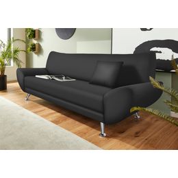 3-Sitzer Home Affaire, B:205cm H:78cm T:82cm, schwarz, Kunstleder SOFTLUX;Luxus-Microfaser ALCAZAR (100% Polyester);Feinstruktur (100% Polyester),