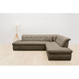 Ecksofa DOMO collection, B:273cm H:80cm T:216cm, braun, 100% Polyester, Wohnzimmer, Sofas, "MORIC 273x216 cm, L-Form, auch in Cord", wahlweise mit