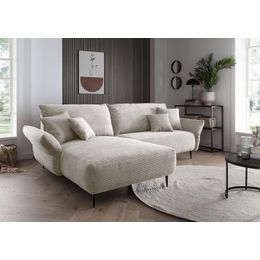Ecksofa Home Affaire, B:255cm H:94cm T:178cm, beige, 93% Polyester, 7% Polyamid, Wohnzimmer, Sofas, zwei verschiedene Fu&szlig;farben w&auml;hlbar