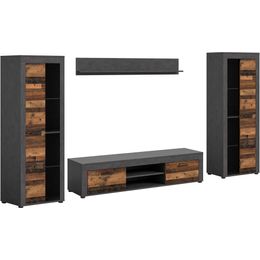 Wohnwand OTTO HOME, B:310cm H:159cm T:40cm, grau, Holzwerkstoff, Wohnzimmer, Kastenm&ouml;bel-Sets, "AOSTA, Breite 310cm, 4-teilige Wohn-Kombination",