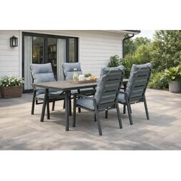 Garten-Essgruppe Destiny, B:62cm H:115cm T:67cm, grau, Aluminium, Polywood, Sitzm&ouml;bel-Sets, "GARDA SAN MARINO 4 HL + Tisch RE 180x90cm, grau/
